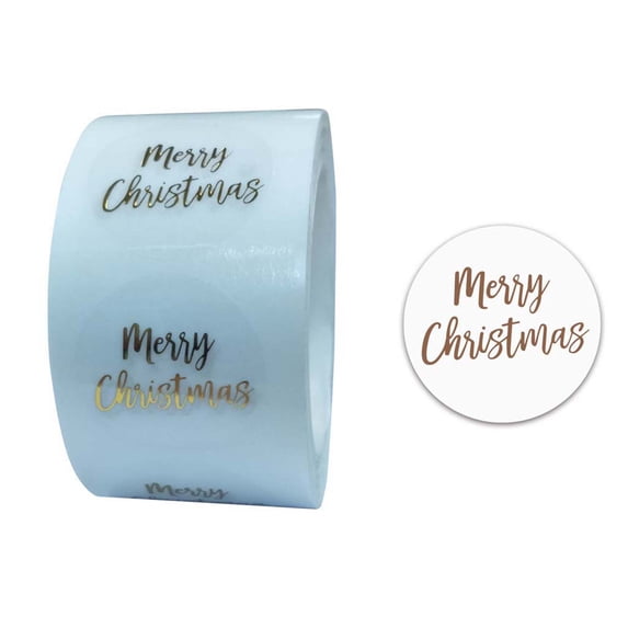 500 Pieces Round Adhesive Christmas Stickers Clear Merry Christmas ...