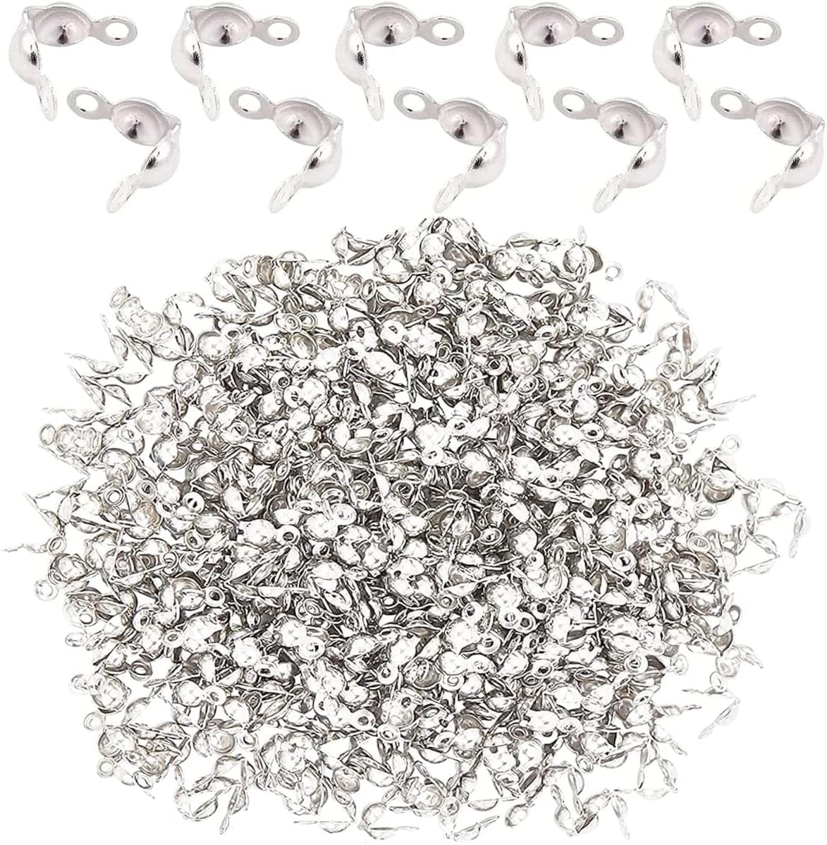 500 Pieces Silver Calotte Ends Knot Covers for DIY Bracelet Jewelry ...