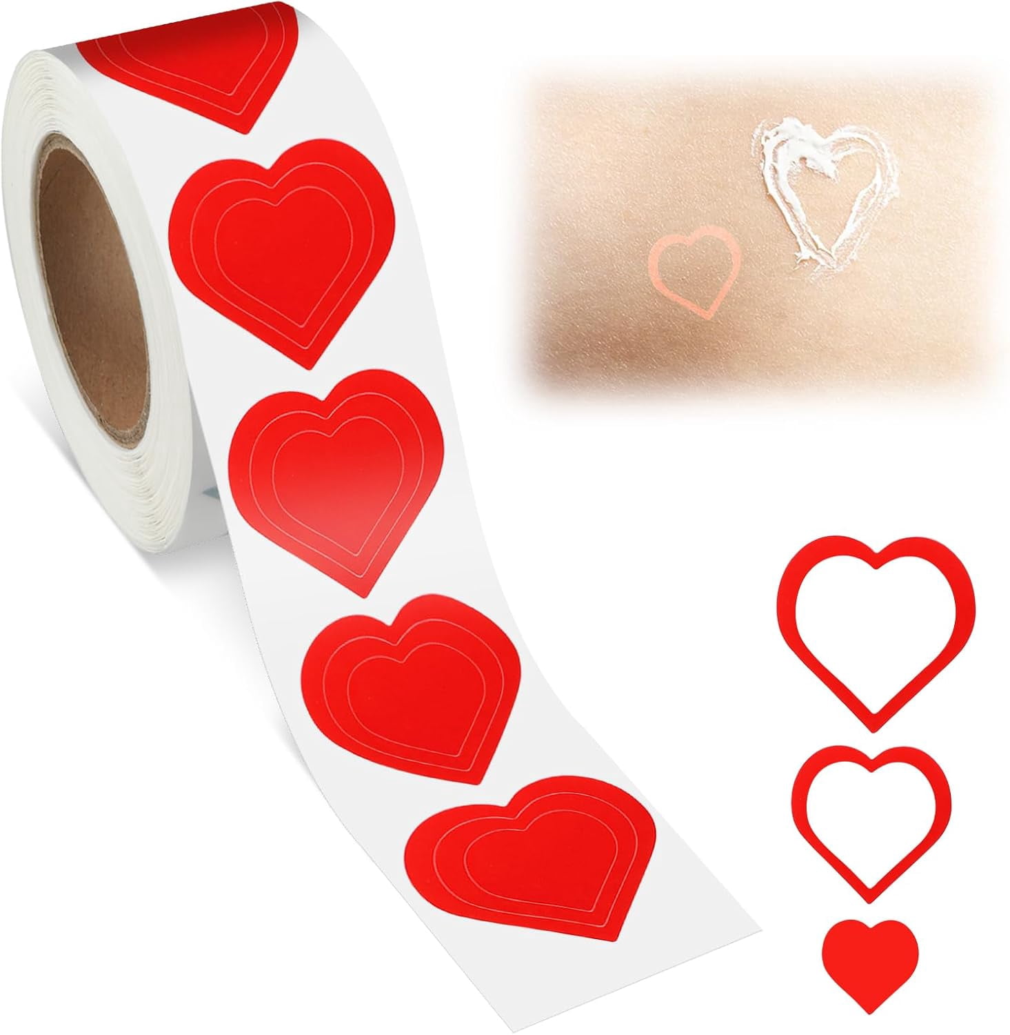 500 Pieces Tanning Stickers, 1 inch Heart Shaped Body Stickers, Red ...