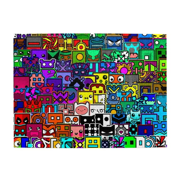 500 Pieces Unique Geometry Dash Jigsaw Puzzles For Adults Cartoon ...