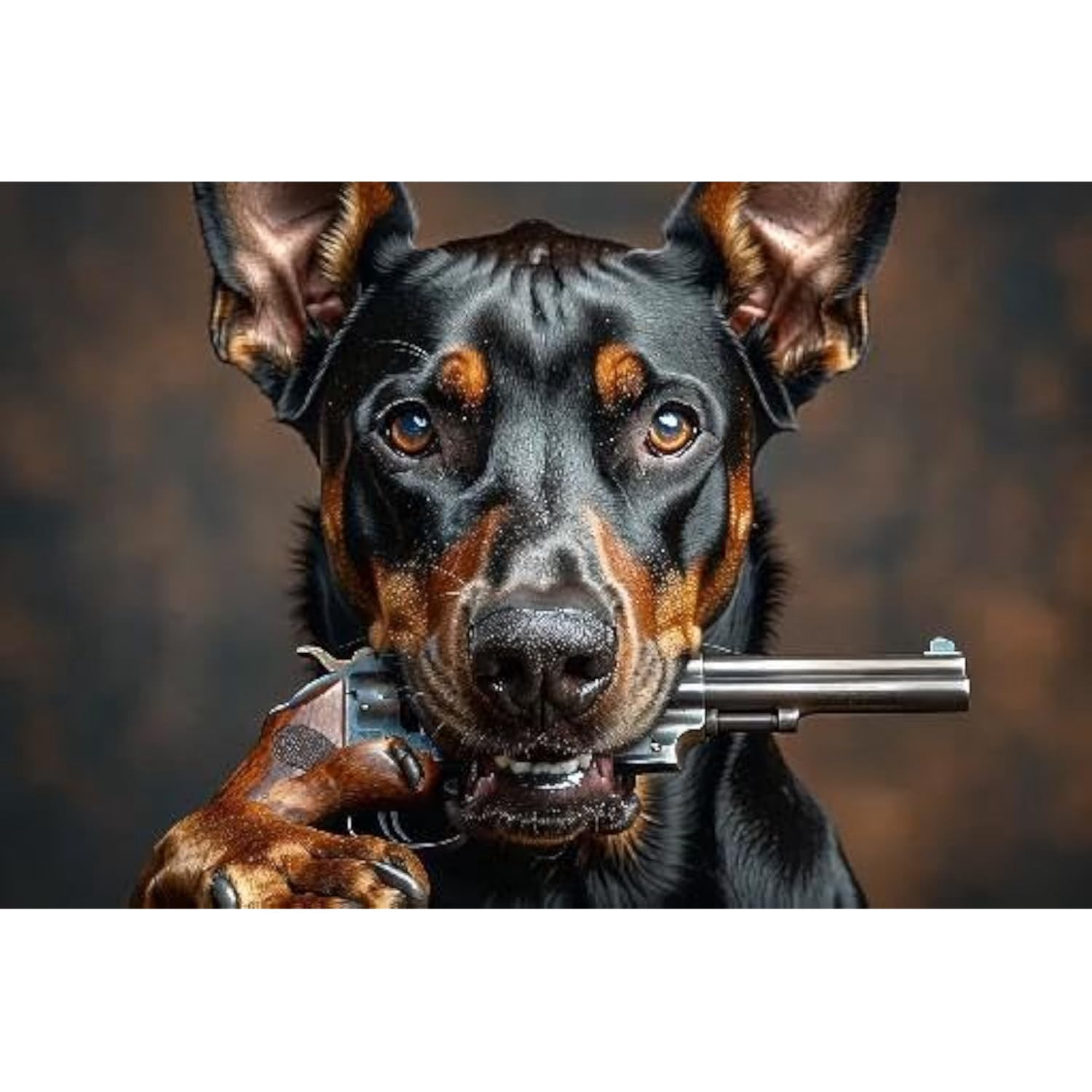 500 Pieces Wooden Jigsaw Puzzle Black and White Doberman with a Gun ...