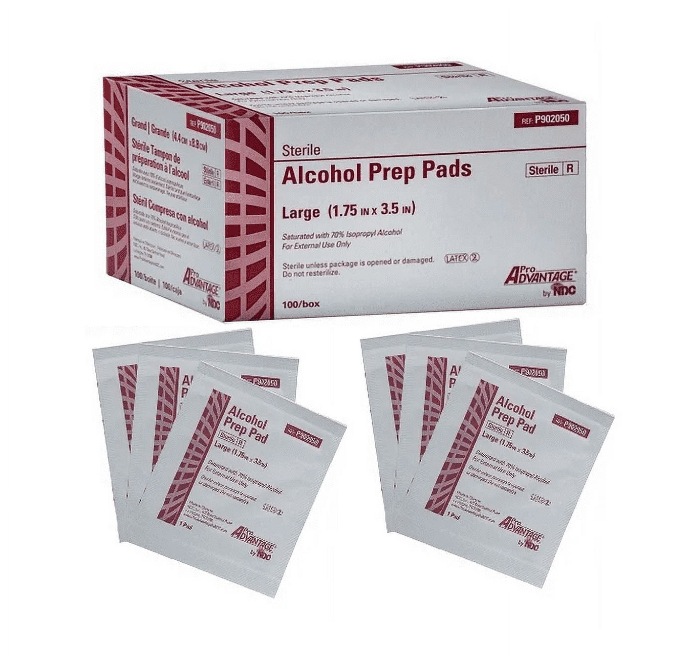 500/Pk Alcohol Prep Pads 2-Ply Sterile, Large 1.75" x 3.5 Individually ...