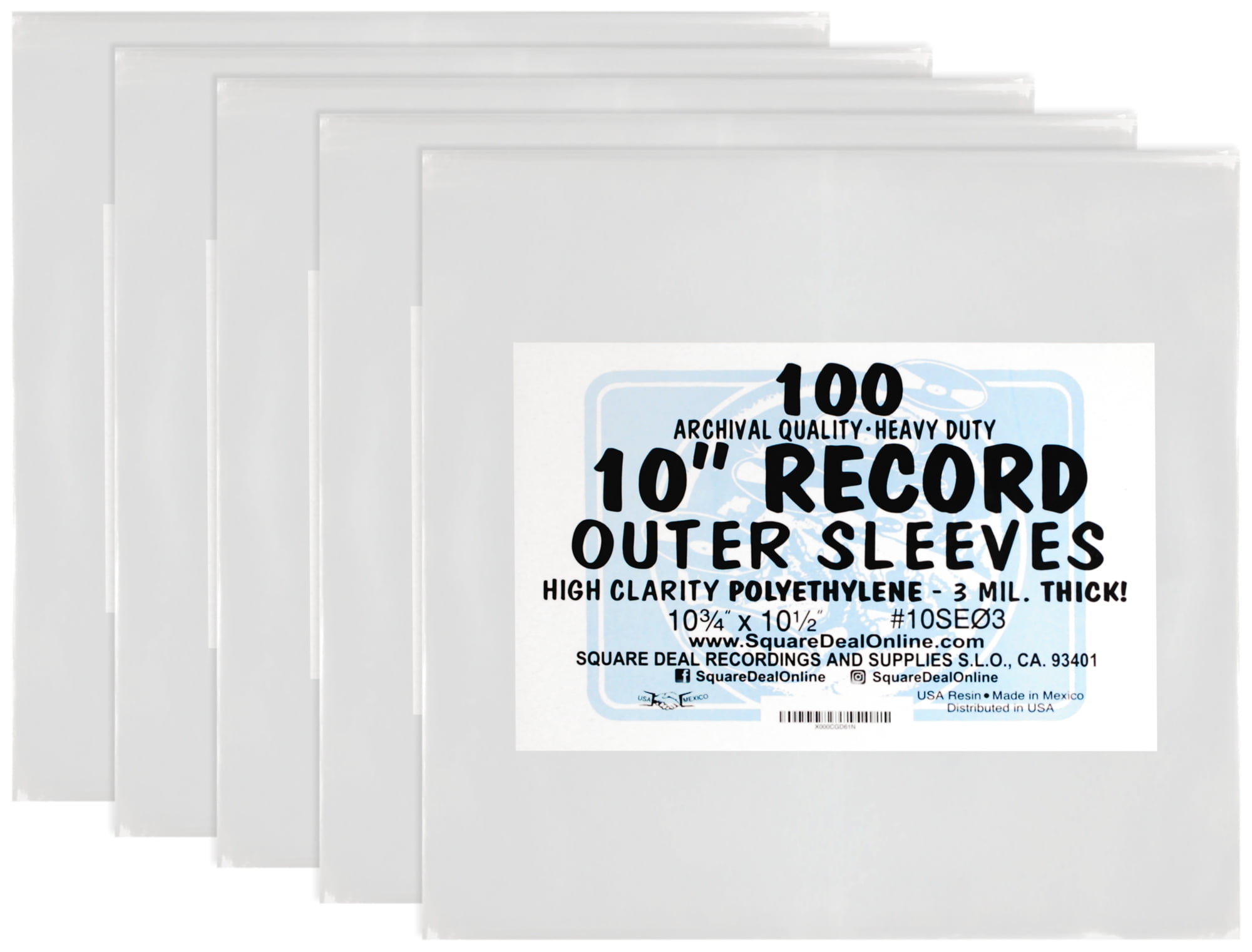 (500-Pack) 10 inch 78rpm Clear Vinyl Record Outer Sleeves – Heavy-Duty ...