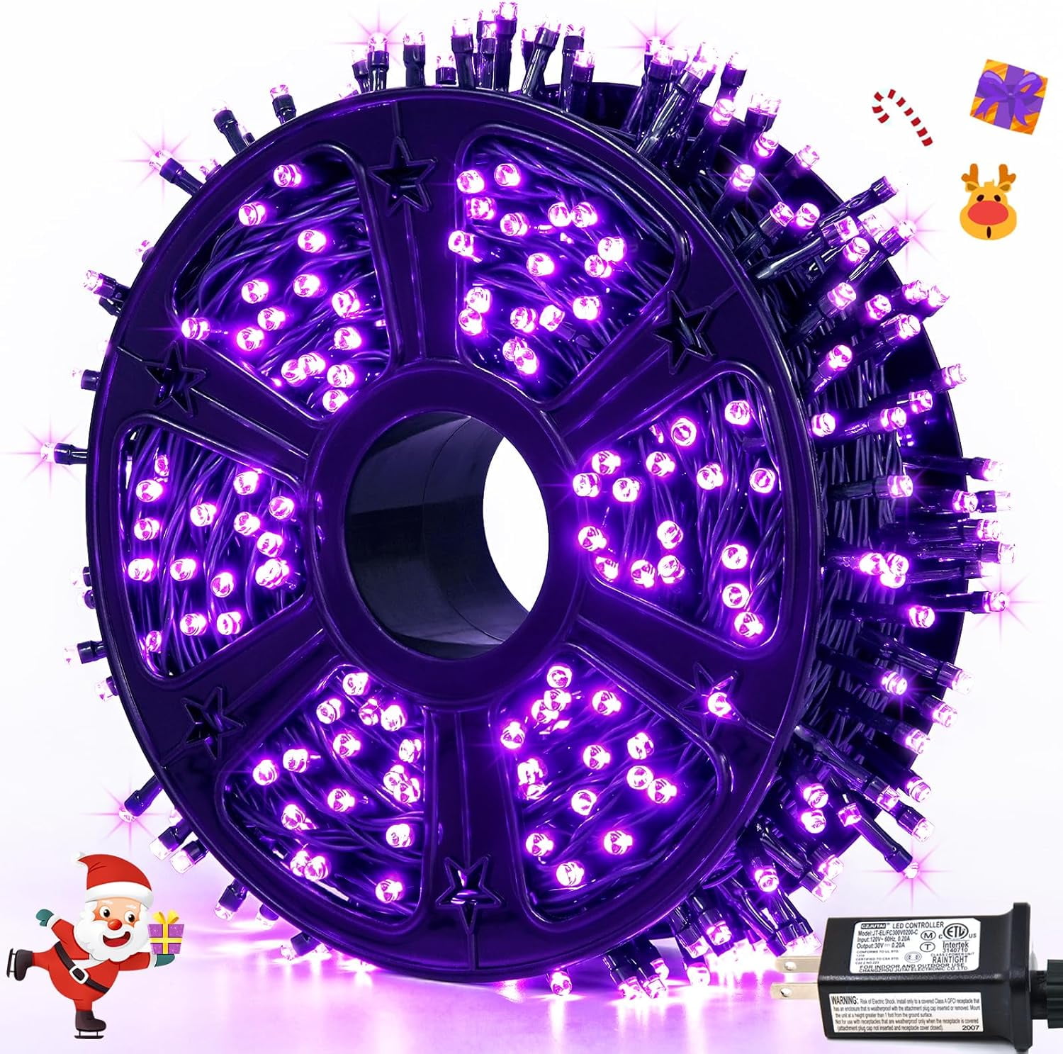 500 Purple Christmas Lights, 173ft 8 Modes Christmas String Lights ...