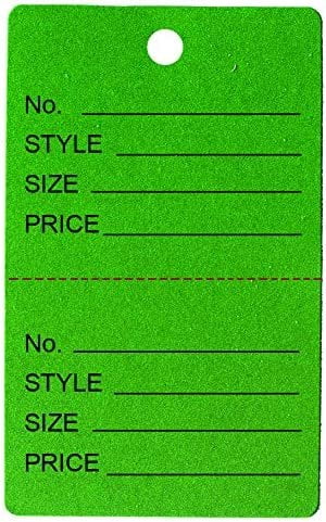 500 Qty Unstrung Dark Green Price/Receipt Tags w/Easy-Tear Stub ...
