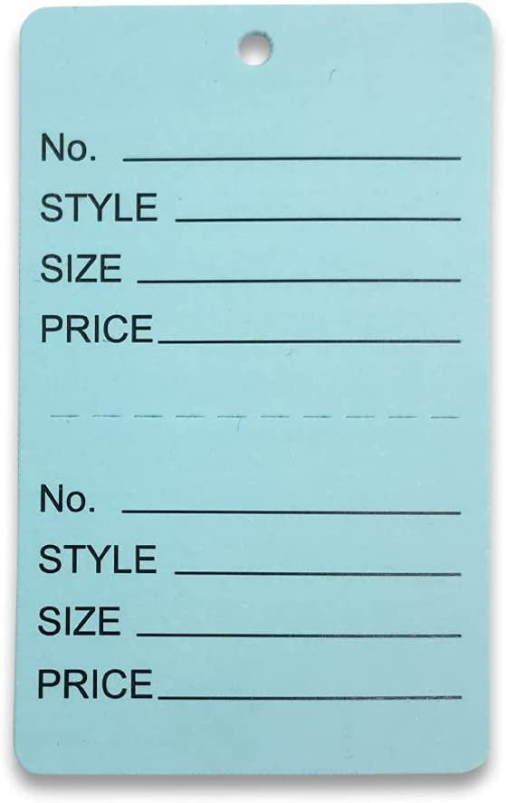 500 Qty Unstrung Light Blue Price/Receipt Tags w/Easy-Tear Stub ...