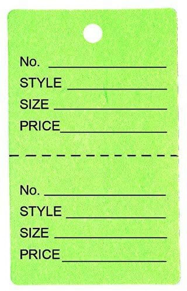 500 Qty Unstrung Light Green Price/Receipt Tags w/Easy-Tear Stub ...