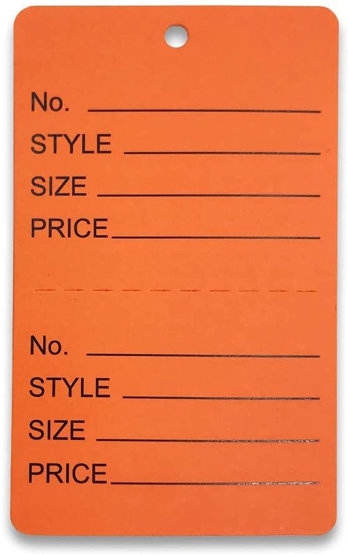 500 Qty Unstrung Orange Price/Receipt Tags w/Easy-Tear Stub Consignment ...