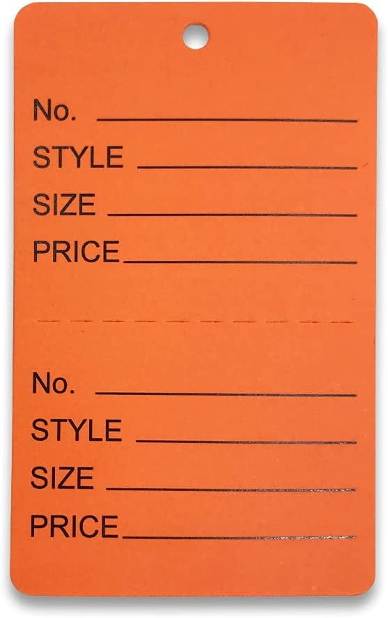 500 Qty Unstrung Orange Price/Receipt Tags w/Easy-Tear Stub - Walmart.com