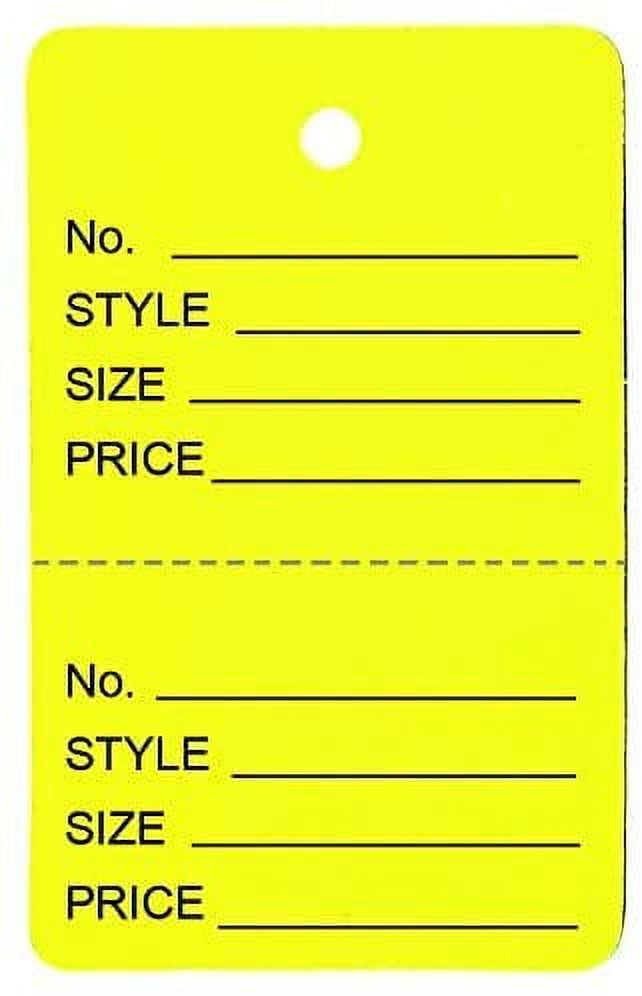 500 Qty Unstrung Yellow Price/Receipt Tags w/Easy-Tear Stub Consignment ...