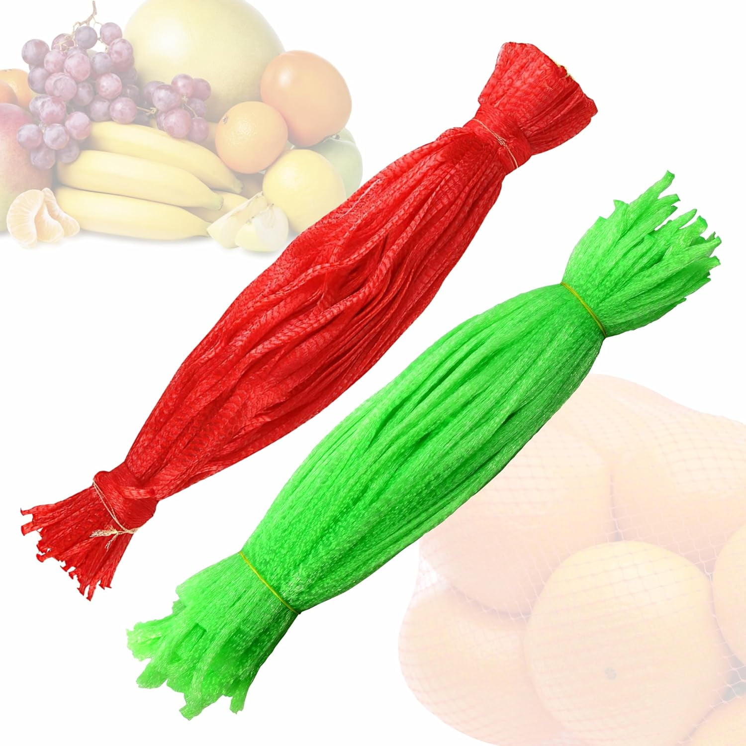 500 Red & Green Reusable Nylon Poly Mesh Produce net Grocery Fruit ...