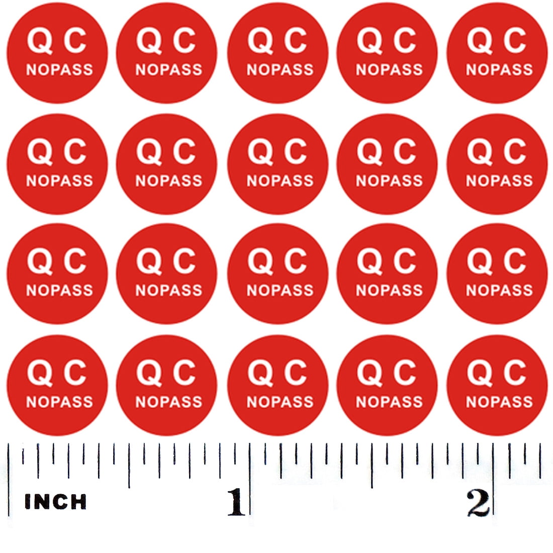 500+ Red QC No Pass Stickers Disapproval Small 0.4” Round Shape ...