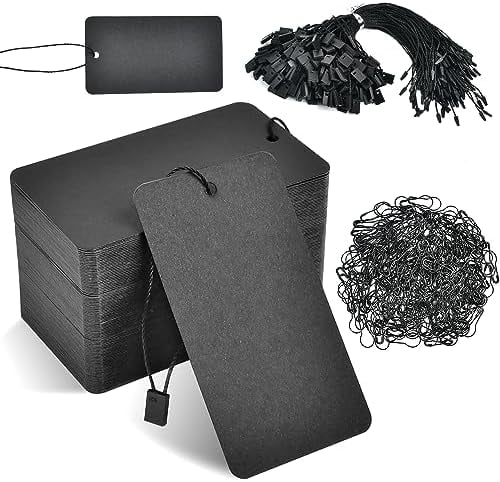 500 Set Black Price Tags with String Attached, 2 x 3.6 Inch Writable ...