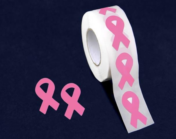 Small Pink Ribbon Sticker Shaped -250 per Roll - Walmart.com