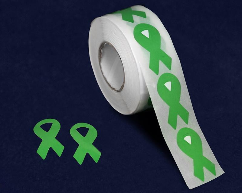 Green Ribbon Stickers Small Size 250 per Roll by The Awareness Company ...