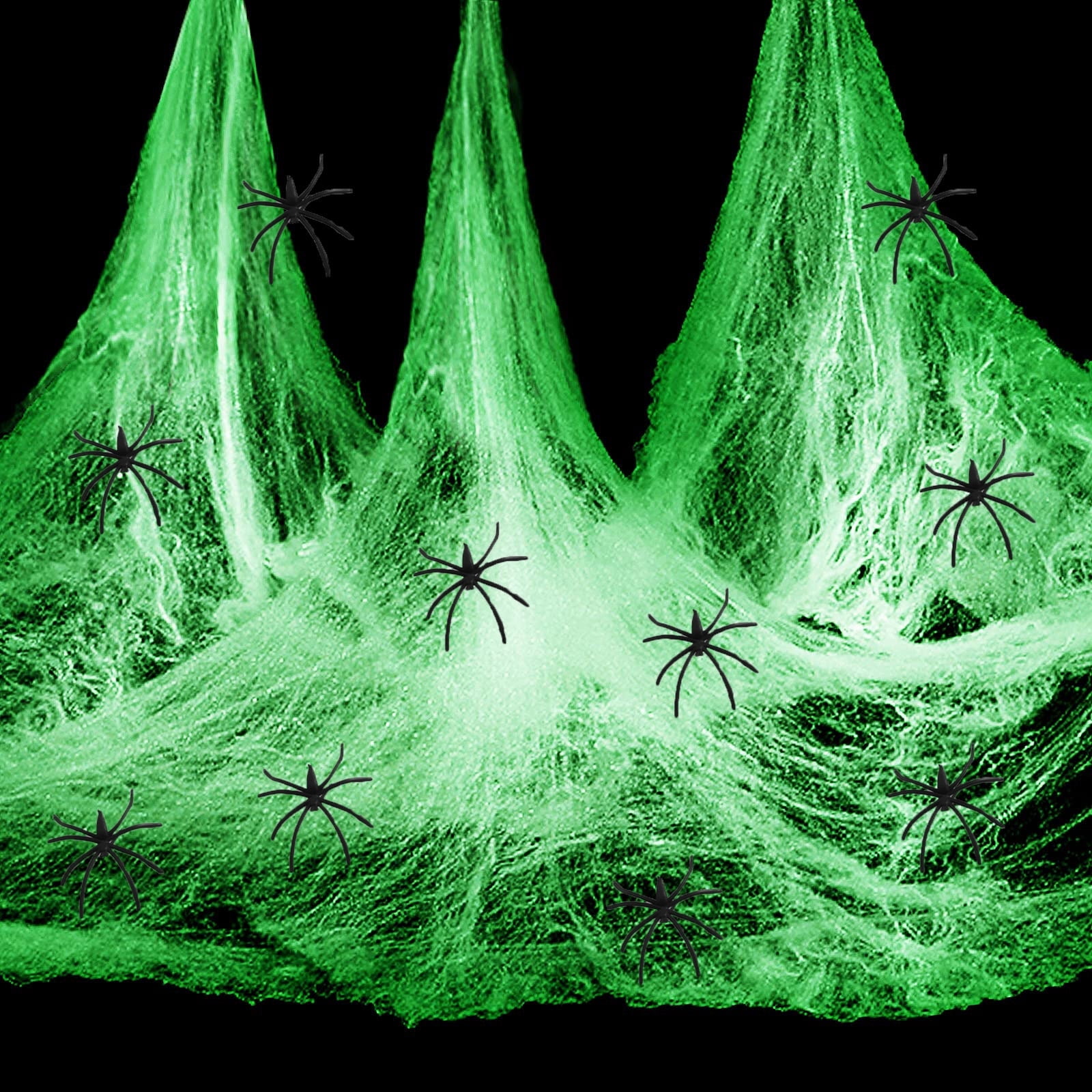 500 Sqft Halloween Glow in The Dark Spider Web with 60 Fake Black ...