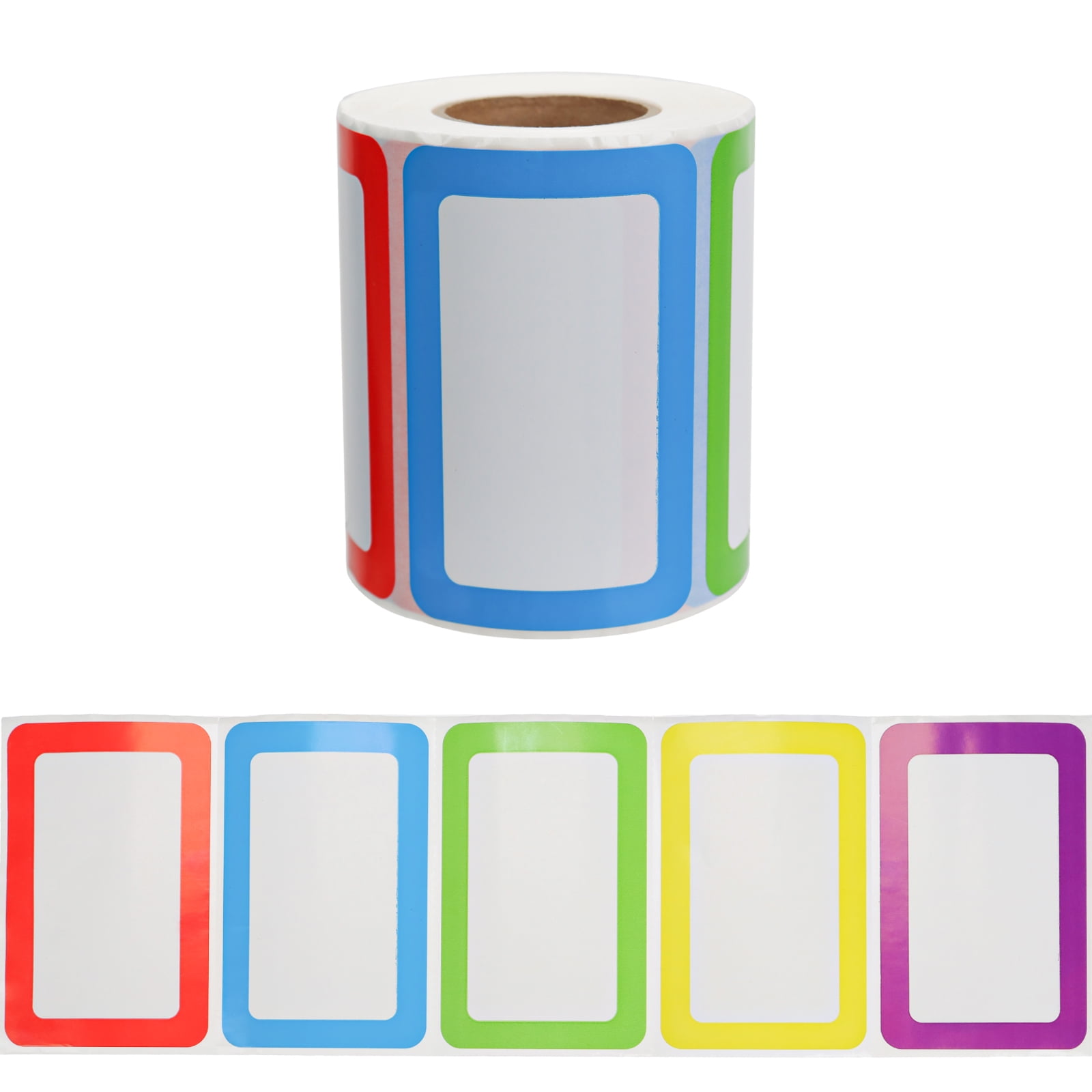 500 Stickers - 3.5" x 2.25"Colors Plain Name tag Labels with Perforated ...