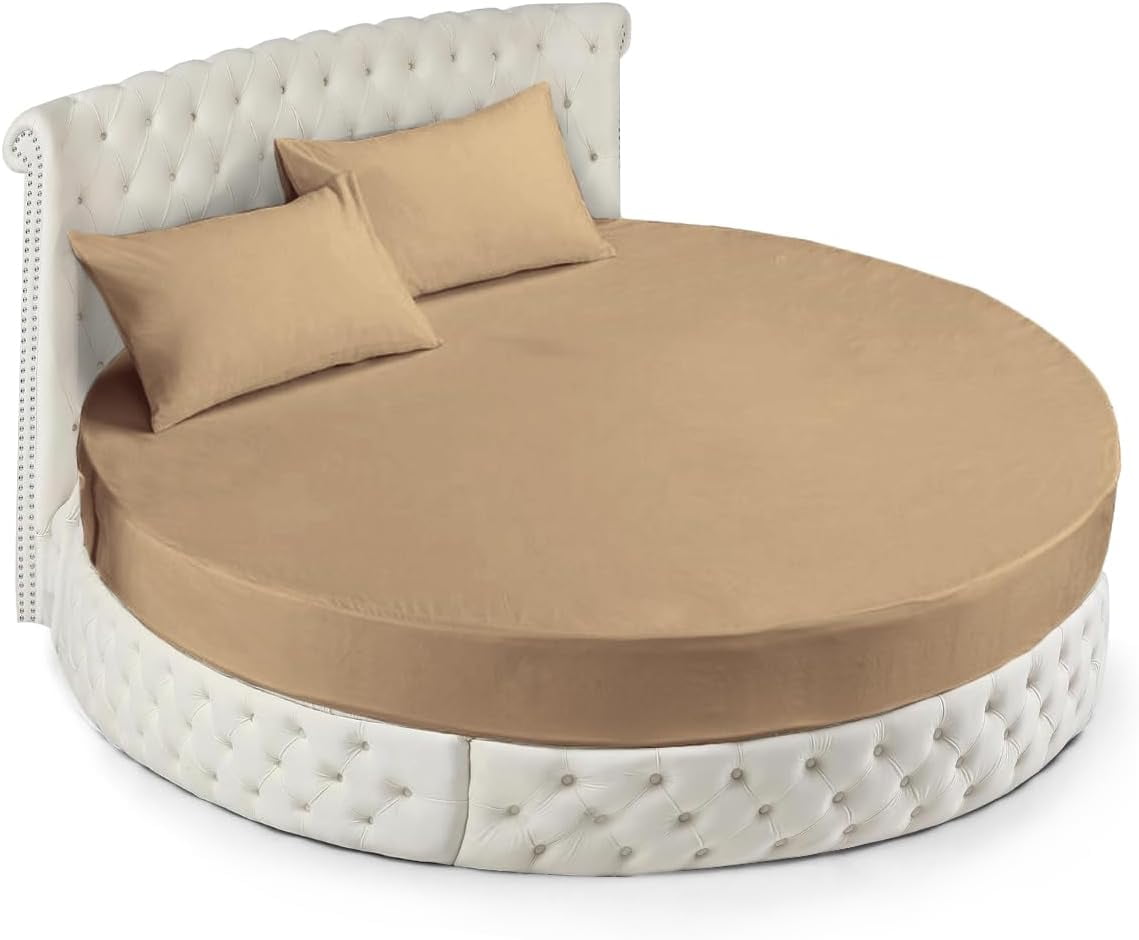 500-TC Egyptian Cotton Full Round Bed Sheet Set – Fits 80" Diameter ...