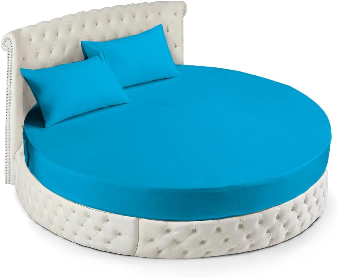 500-TC Egyptian Cotton Full Round Bed Sheet Set – Fits 80" Diameter ...