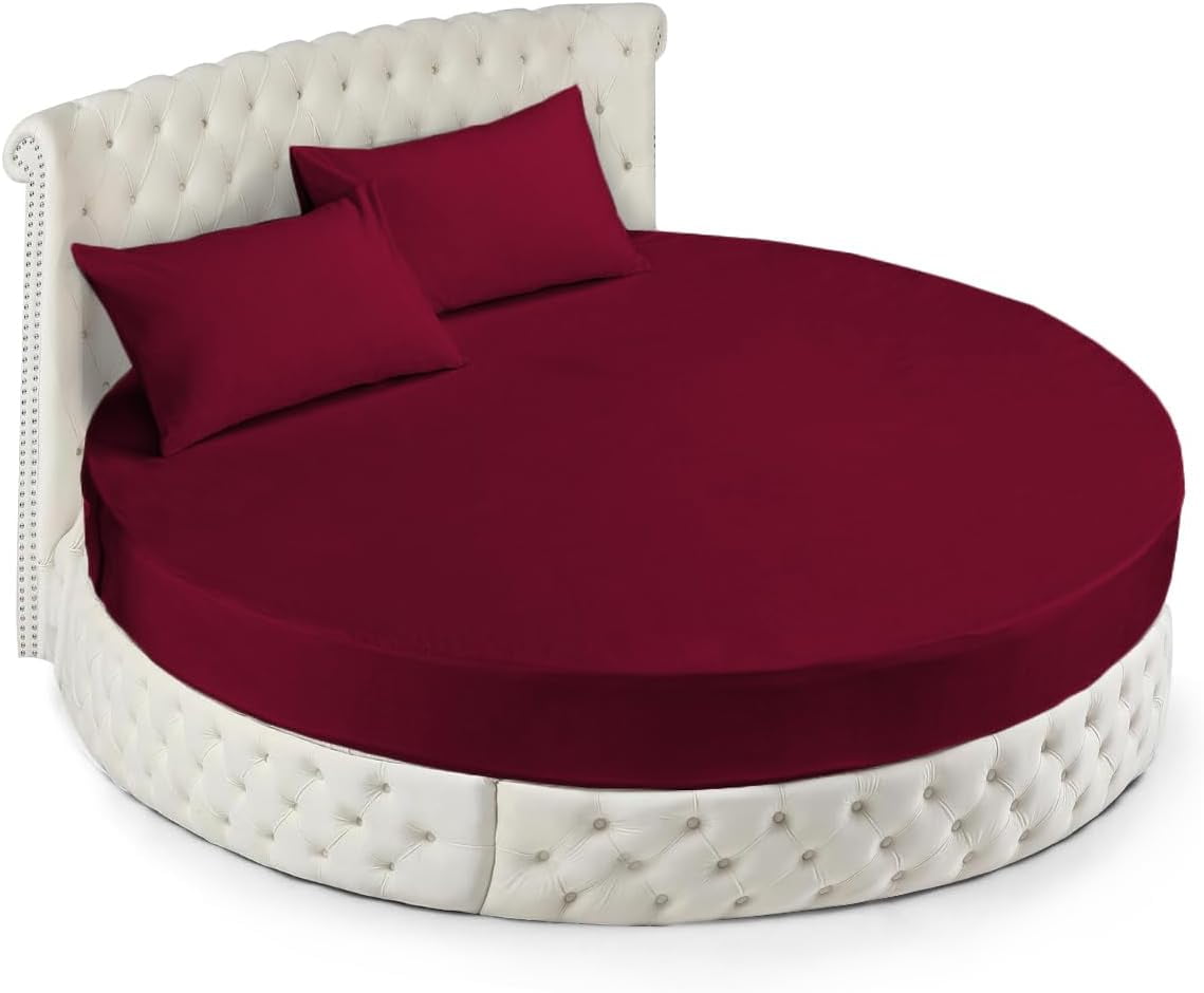 500-TC Egyptian Cotton Full Round Bed Sheet Set – Fits 80" Diameter ...