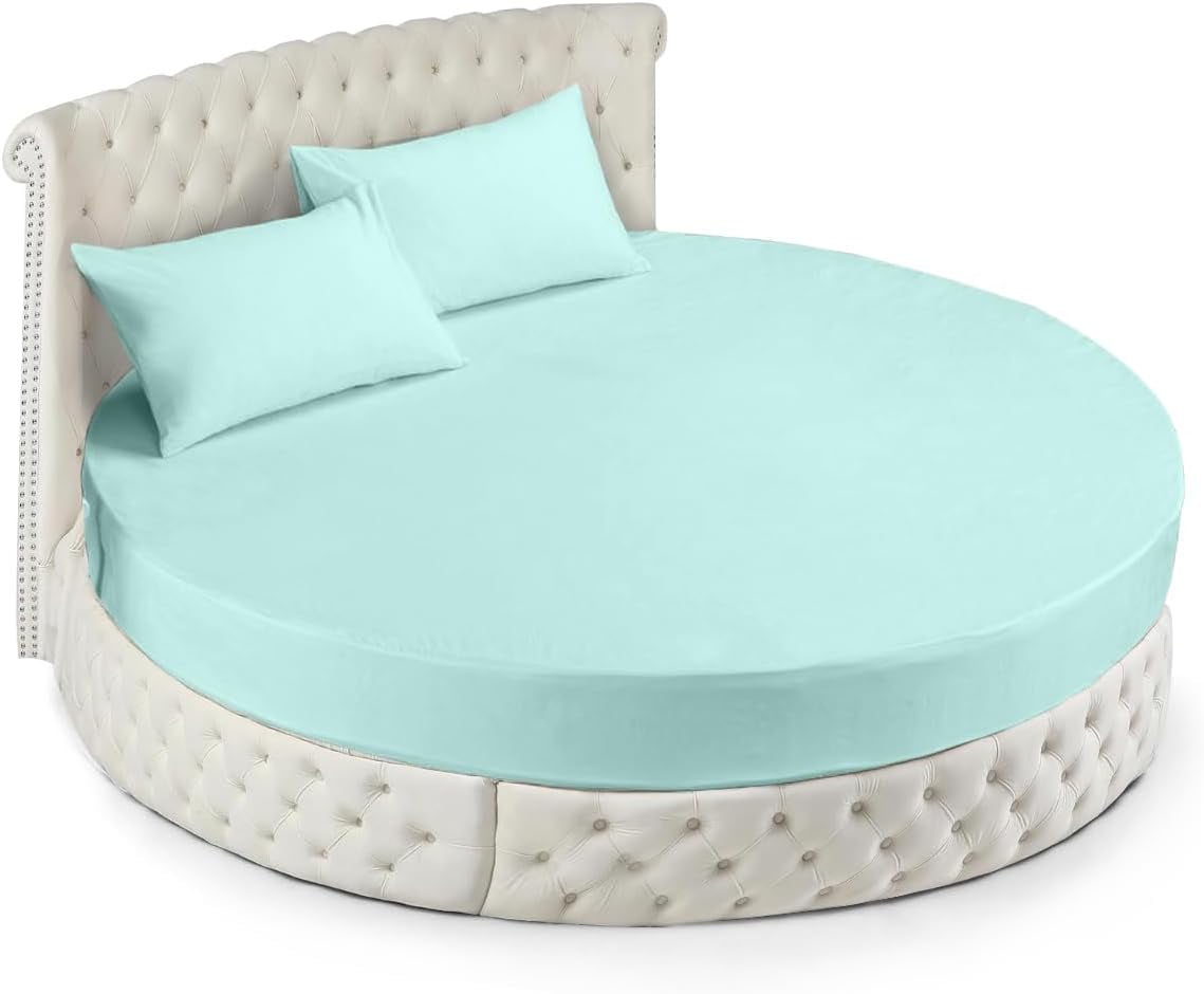 500-TC Egyptian Cotton Full Round Bed Sheet Set – Fits 80" Diameter ...