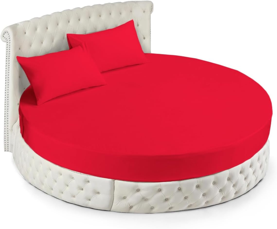 500-TC Egyptian Cotton Full Round Bed Sheet Set – Fits 80" Diameter ...