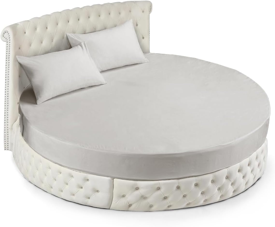 500-TC Egyptian Cotton Full Round Bed Sheet Set – Fits 80" Diameter ...