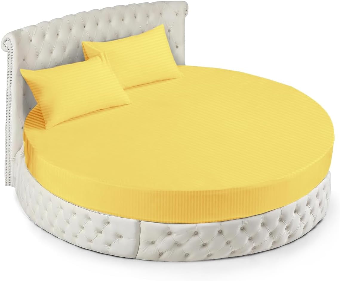 500-TC Egyptian Cotton King Round Bed Sheet Set – Fits 92" Diameter ...