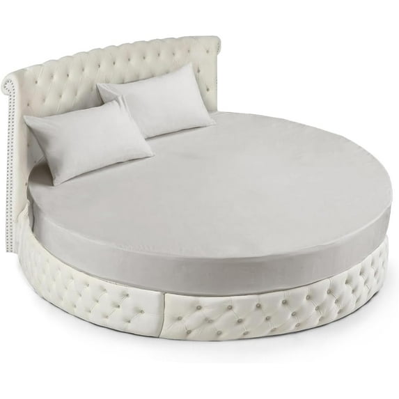 500-TC Egyptian Cotton King Round Bed Sheet Set – Fits 92" Diameter ...