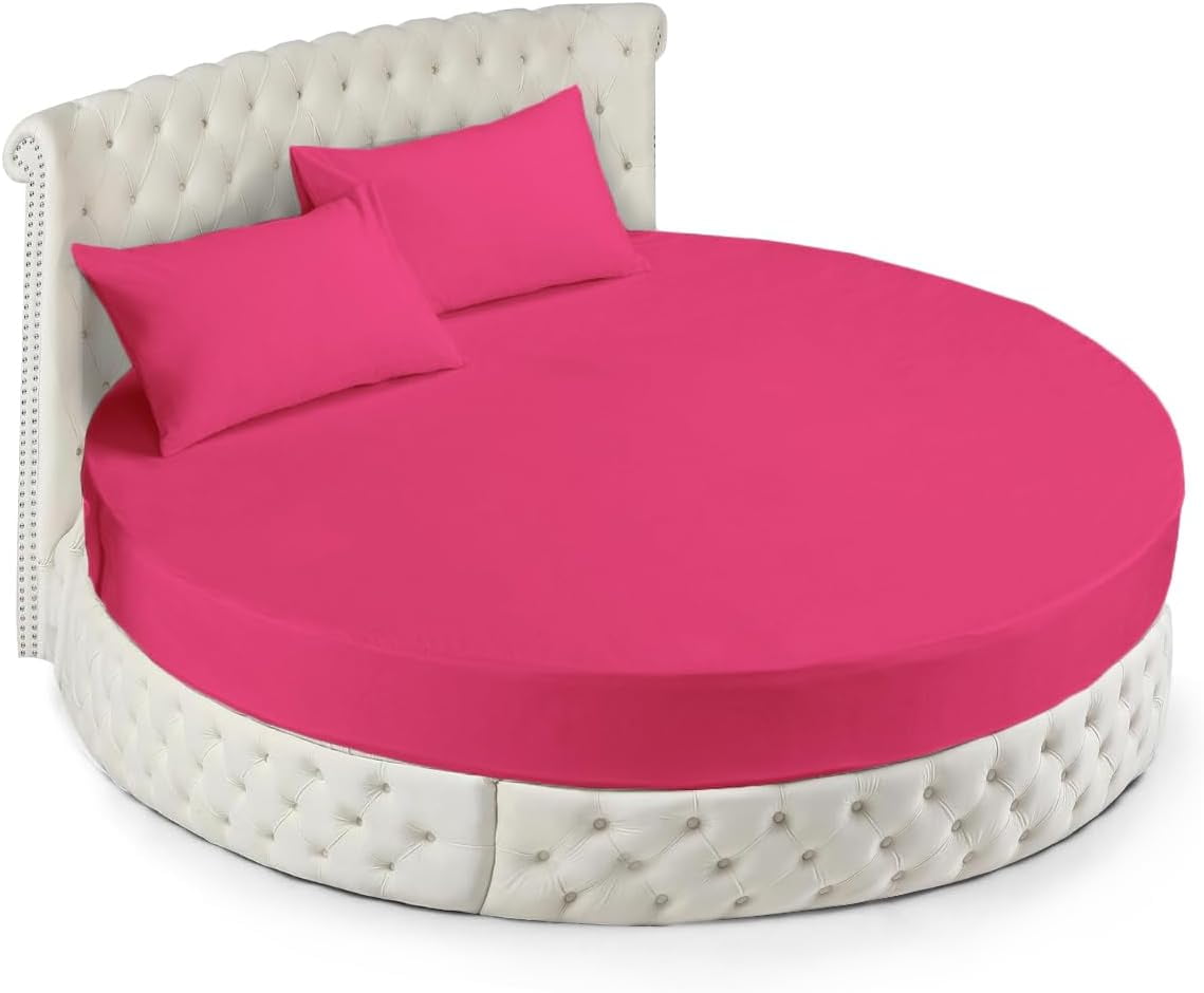 500-TC Egyptian Cotton King Round Bed Sheet Set – Fits 92" Diameter ...