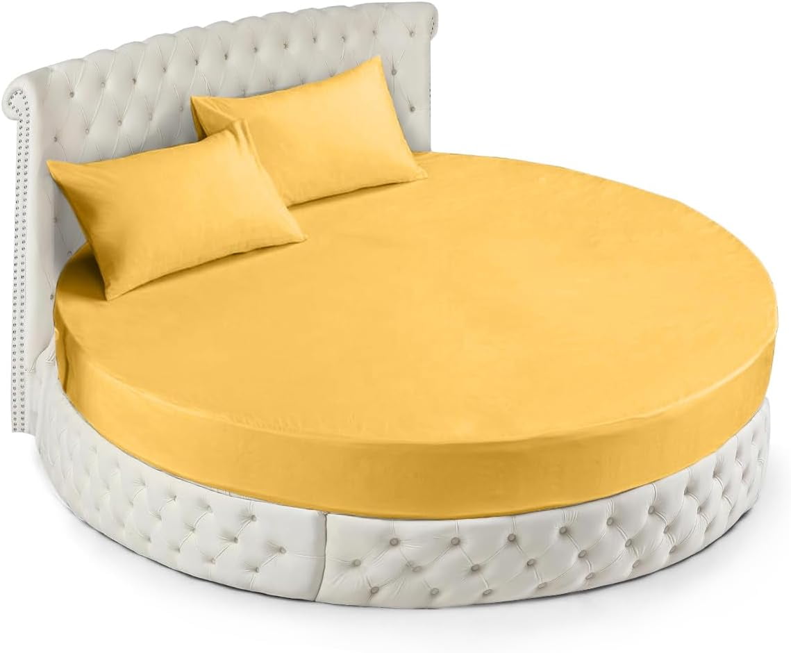 500-TC Egyptian Cotton Queen Round Bed Sheet Set – Fits 84" Diameter ...