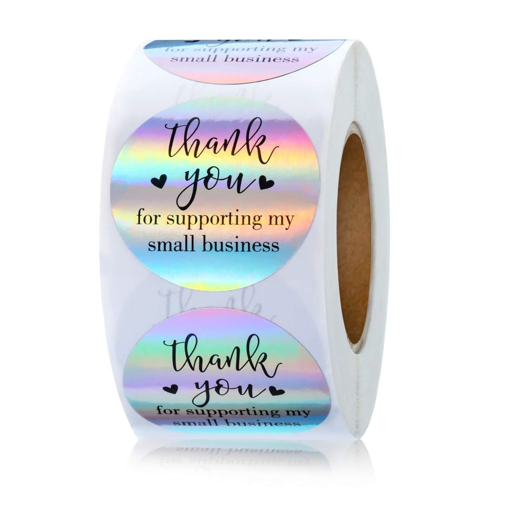 500 Thank You for Supporting My Small Business Stickers Holographic ...