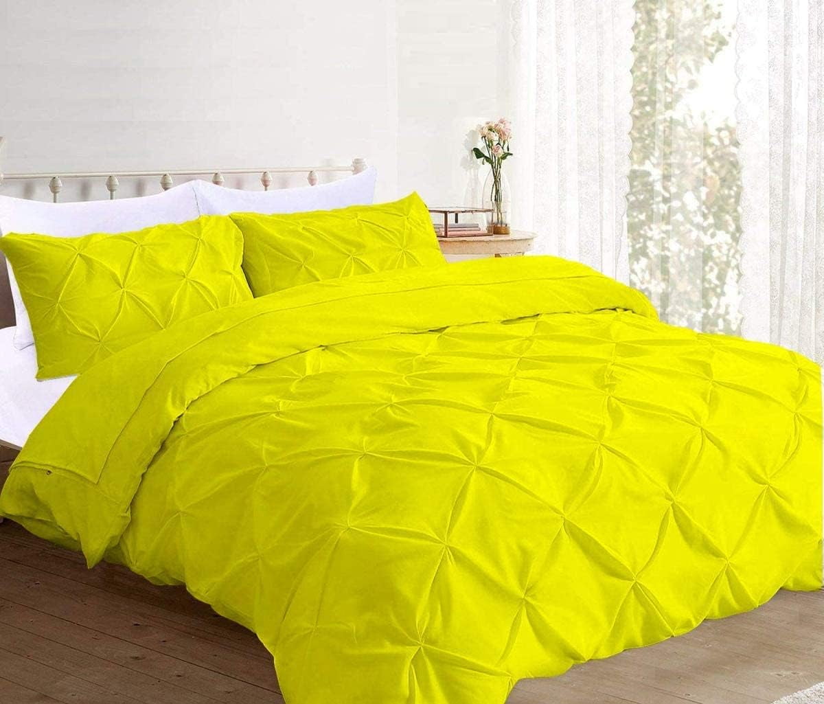 500-Thread Count 100% Egyptian Cotton Pinch Pleated Pintuck Design 3pc ...