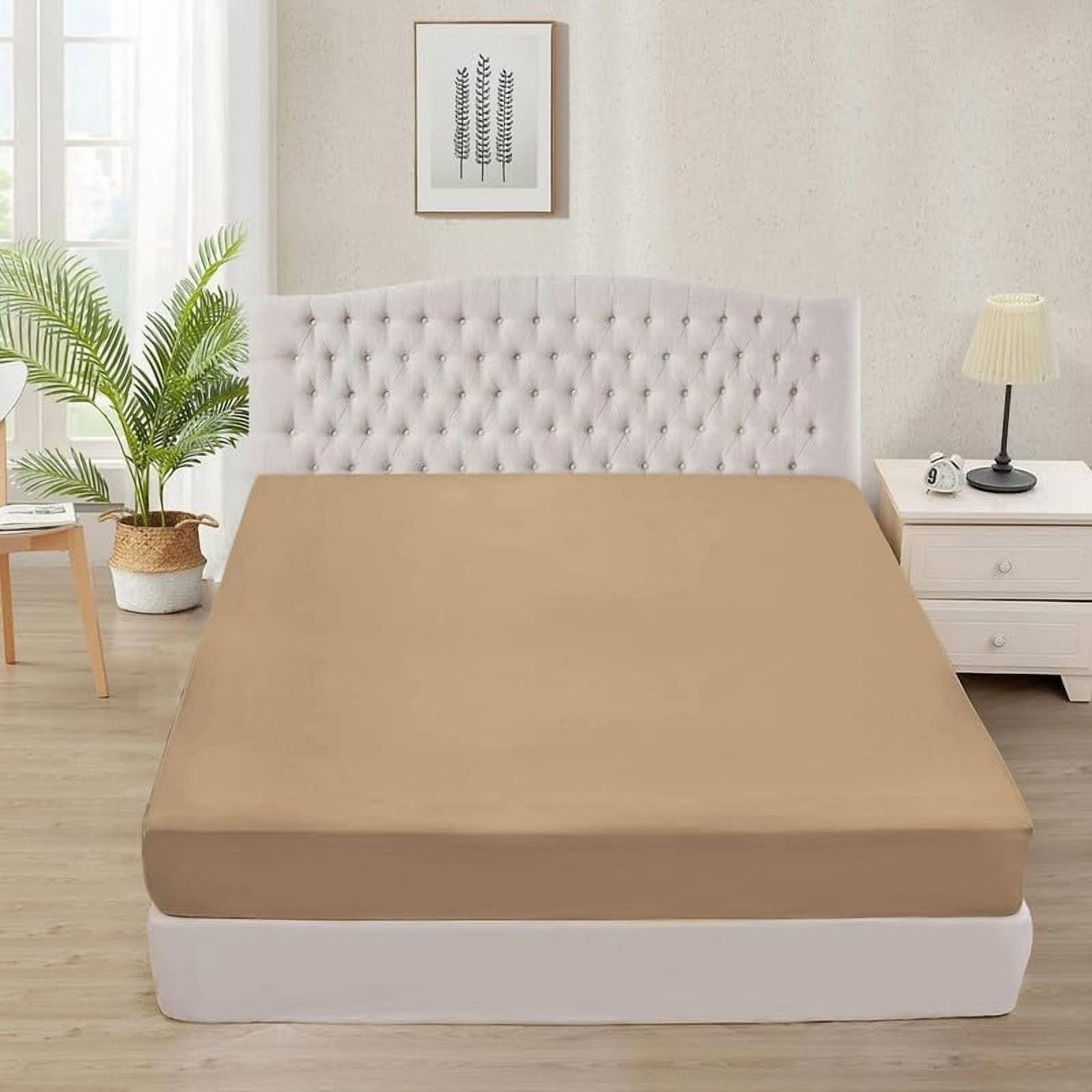 500-Thread Count Egyptian Cotton Fitted Sheet, 1-Piece Soft ...