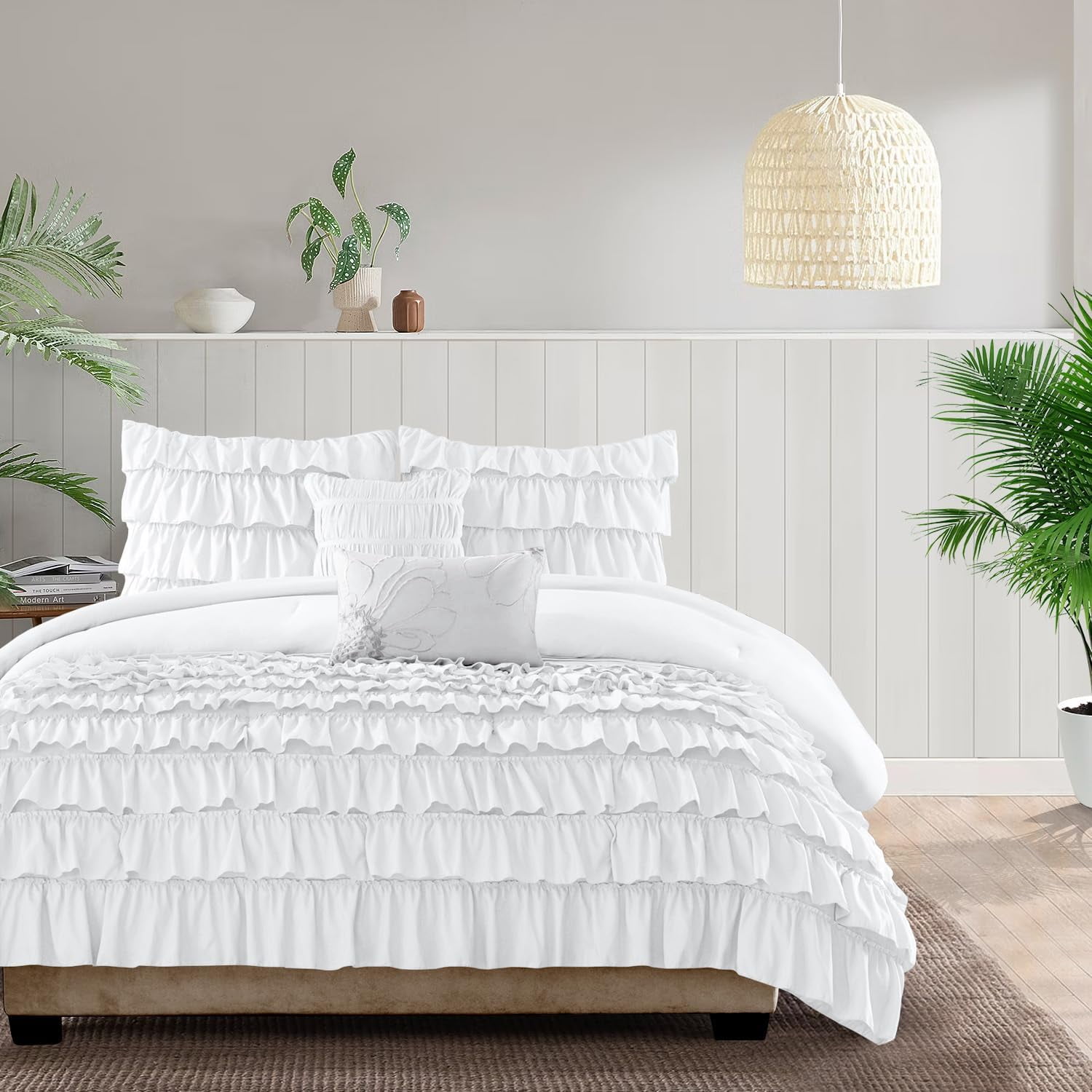 500 Thread Count Multi Ruffle 3-PCs Duvet Cover Set, Soft and Cozy ...