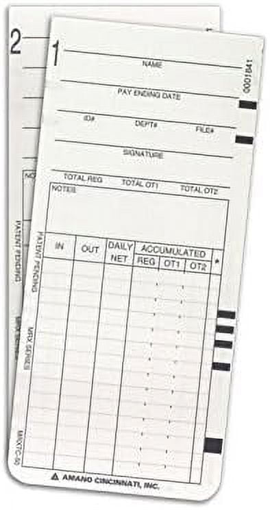 500 Time Cards for Amano Mrx35 - Walmart.com