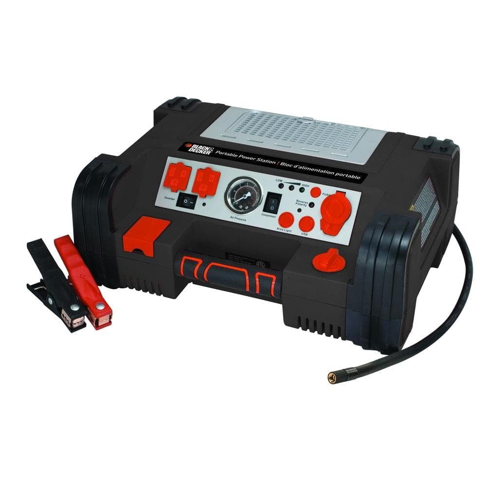500-Watt Portable Power Station with 120 PSI Compressor, 12-Volt Outlet ...