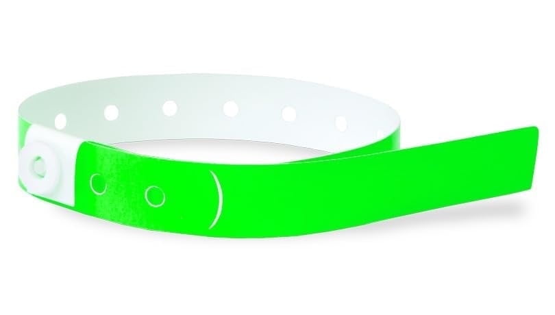 500 WristCo Neon Green Narrow Plastic Wristbands for Events - Extended ...