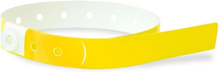 500 WristCo Pantone Yellow Narrow Plastic Wristbands for Events ...