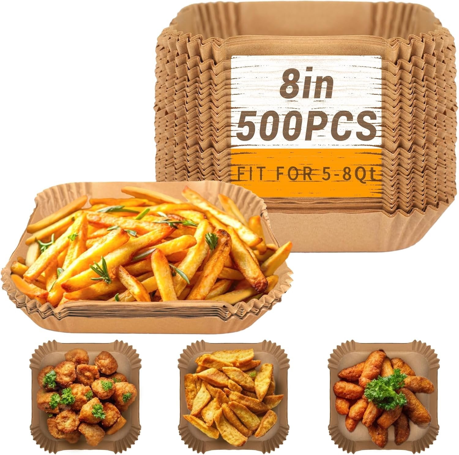 500 count Air Fryer Paper Liners, 8" Square Disposable Paper Liner for ...