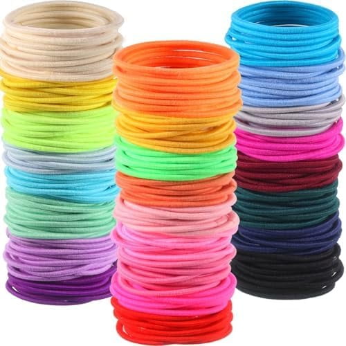 500 count Bright Thin Elastics Hair Ties, Ponytail Holders, Multicolor ...