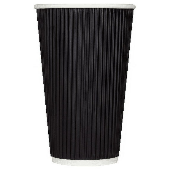Karat 16 oz Ripple Paper Hot Cups, Black, 500 ct, Double Poly Lined ...