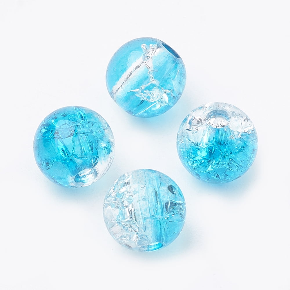 500 g Acrylic Beads Transparent Style Round Deep Sky Blue 8x7mm Hole ...