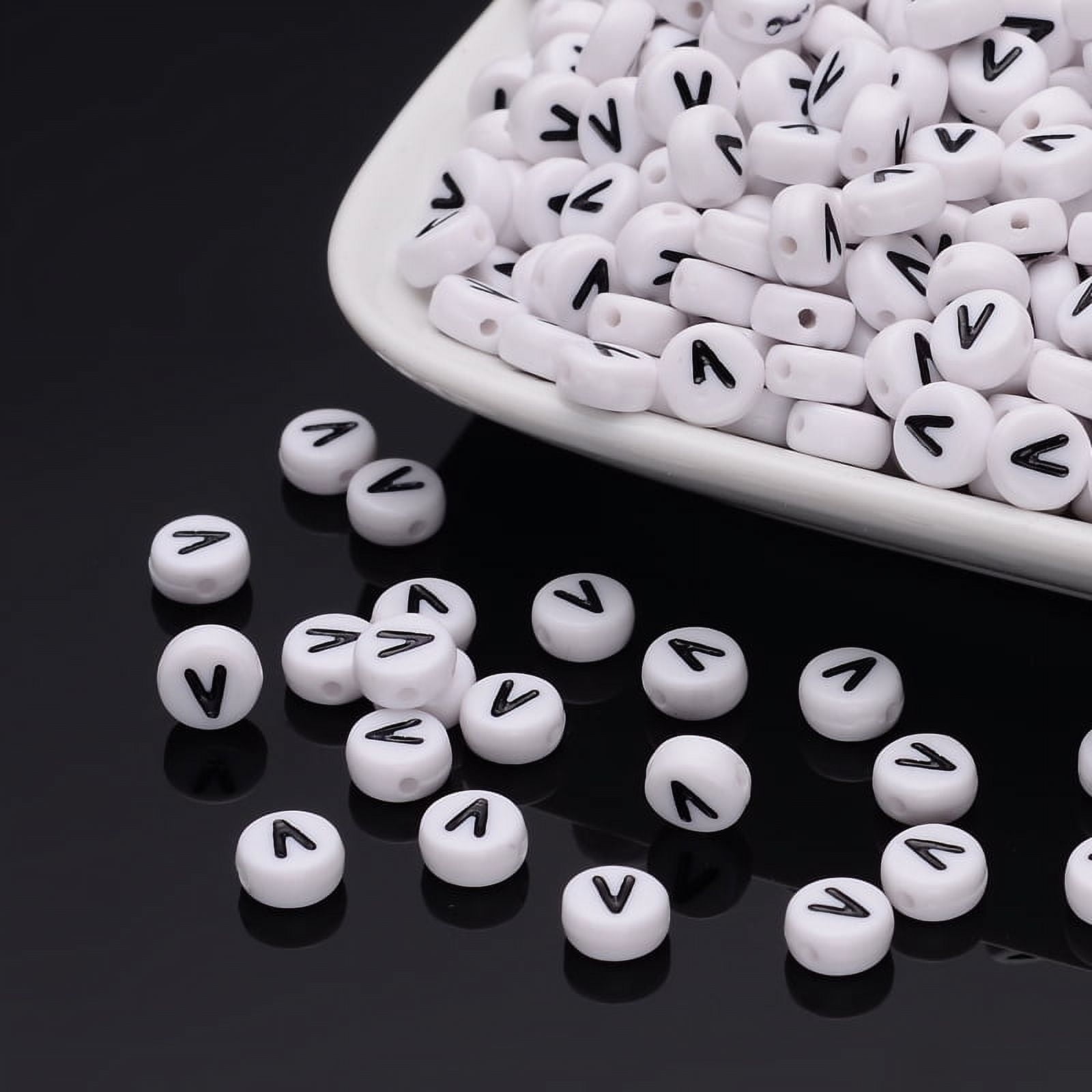 500 g Acrylic Beads with Horizontal Hole Letter Flat Round Letter.V ...