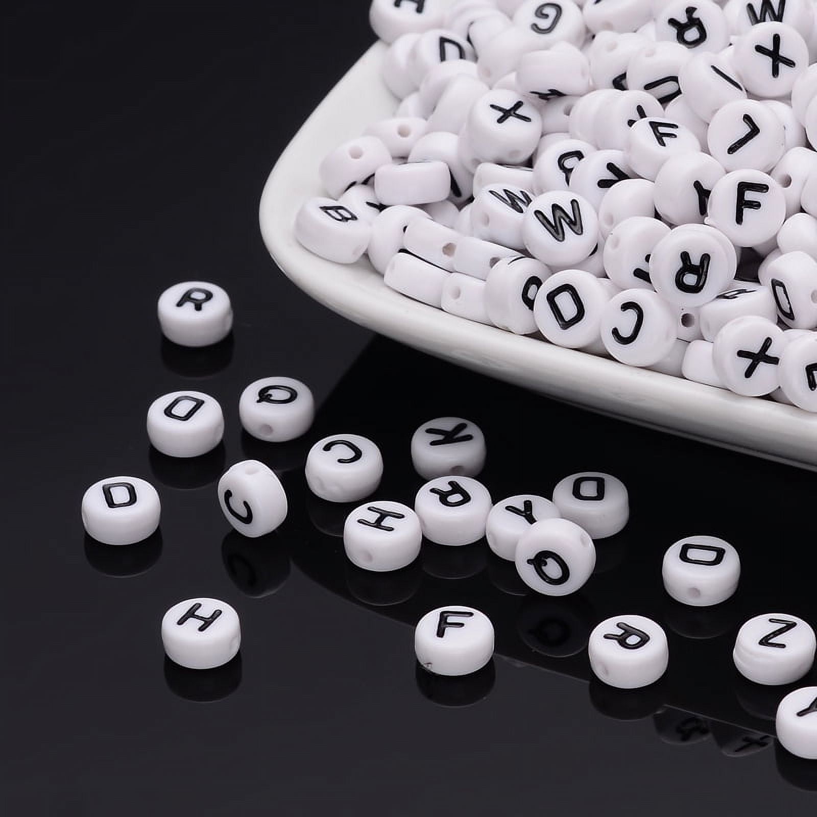 500 g Acrylic Horizontal Hole Letter Beads Mixed Letters Flat Round ...