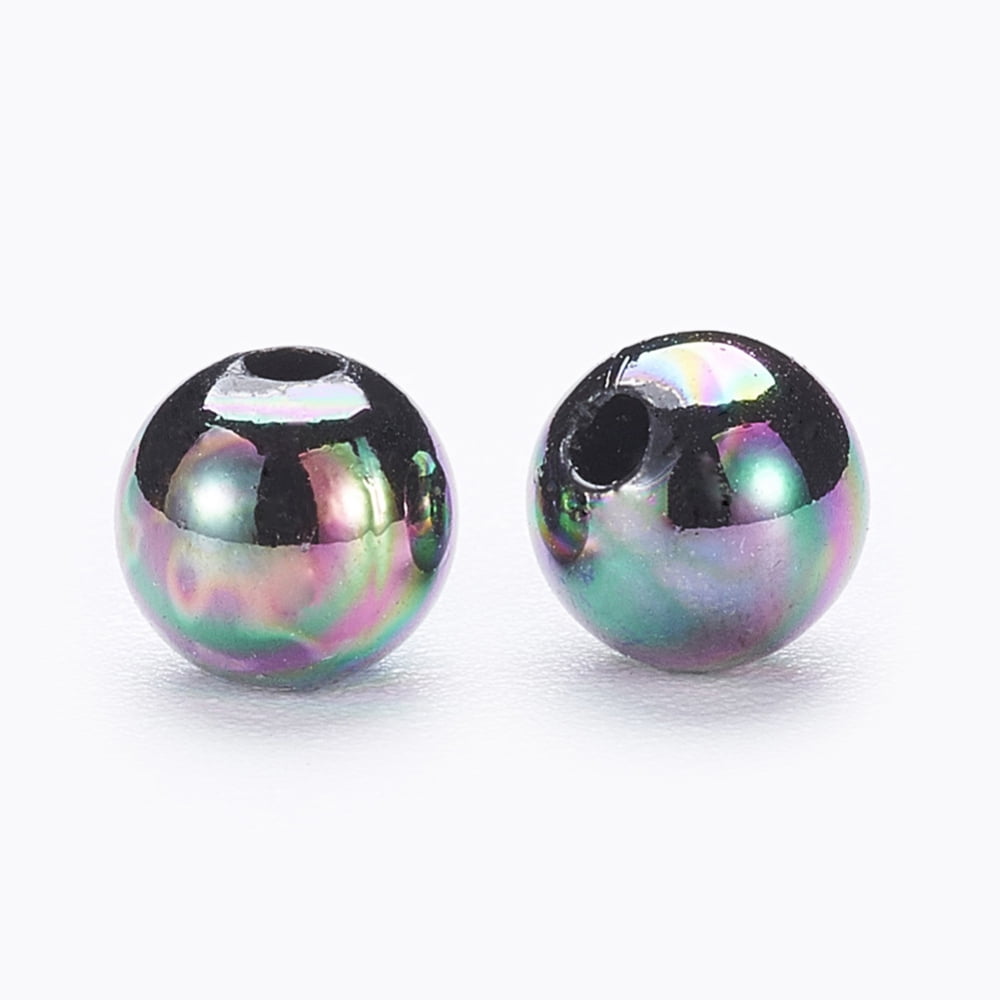 500 g Eco-Friendly Poly Styrene Acrylic Beads AB color Plated Round ...