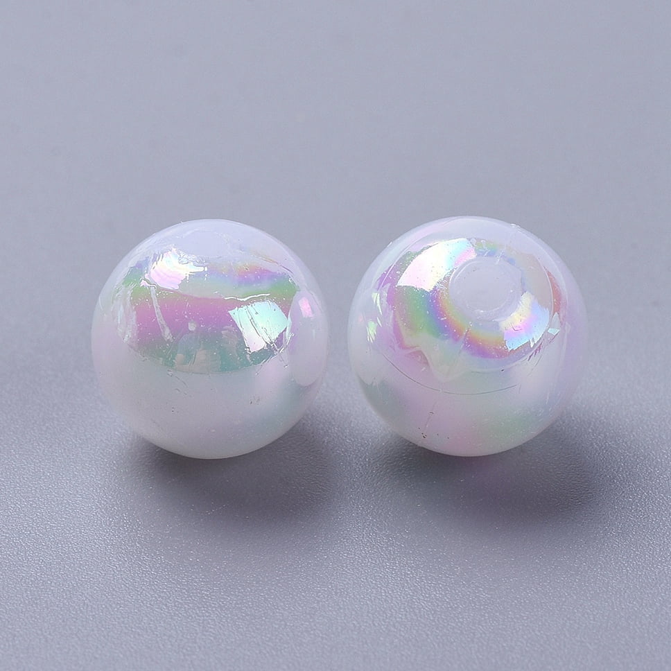 500 g Eco-Friendly Poly Styrene Acrylic Beads AB color Plated Round ...