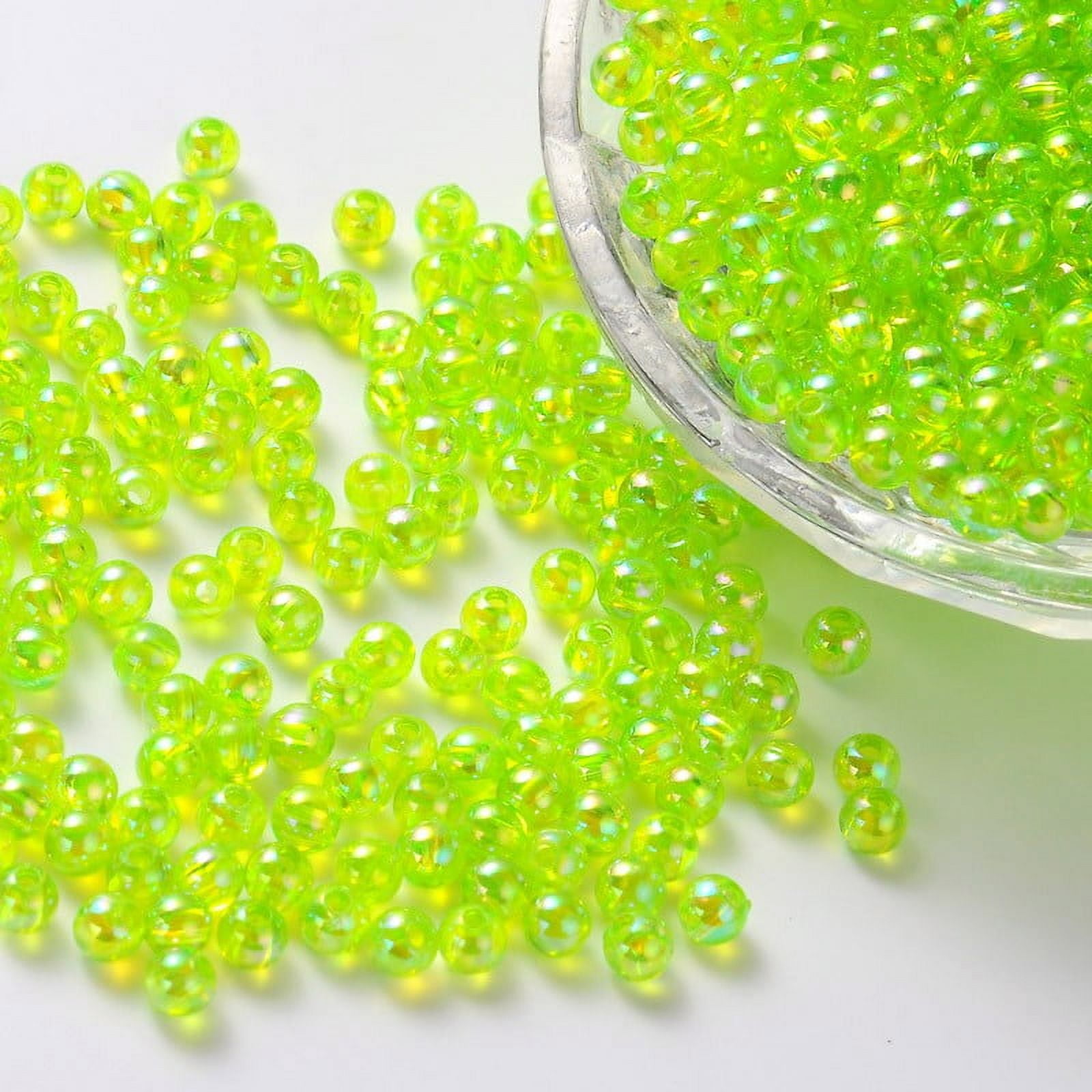 500 g Eco-Friendly Transparent Acrylic Beads Round AB Color Lawn Green ...