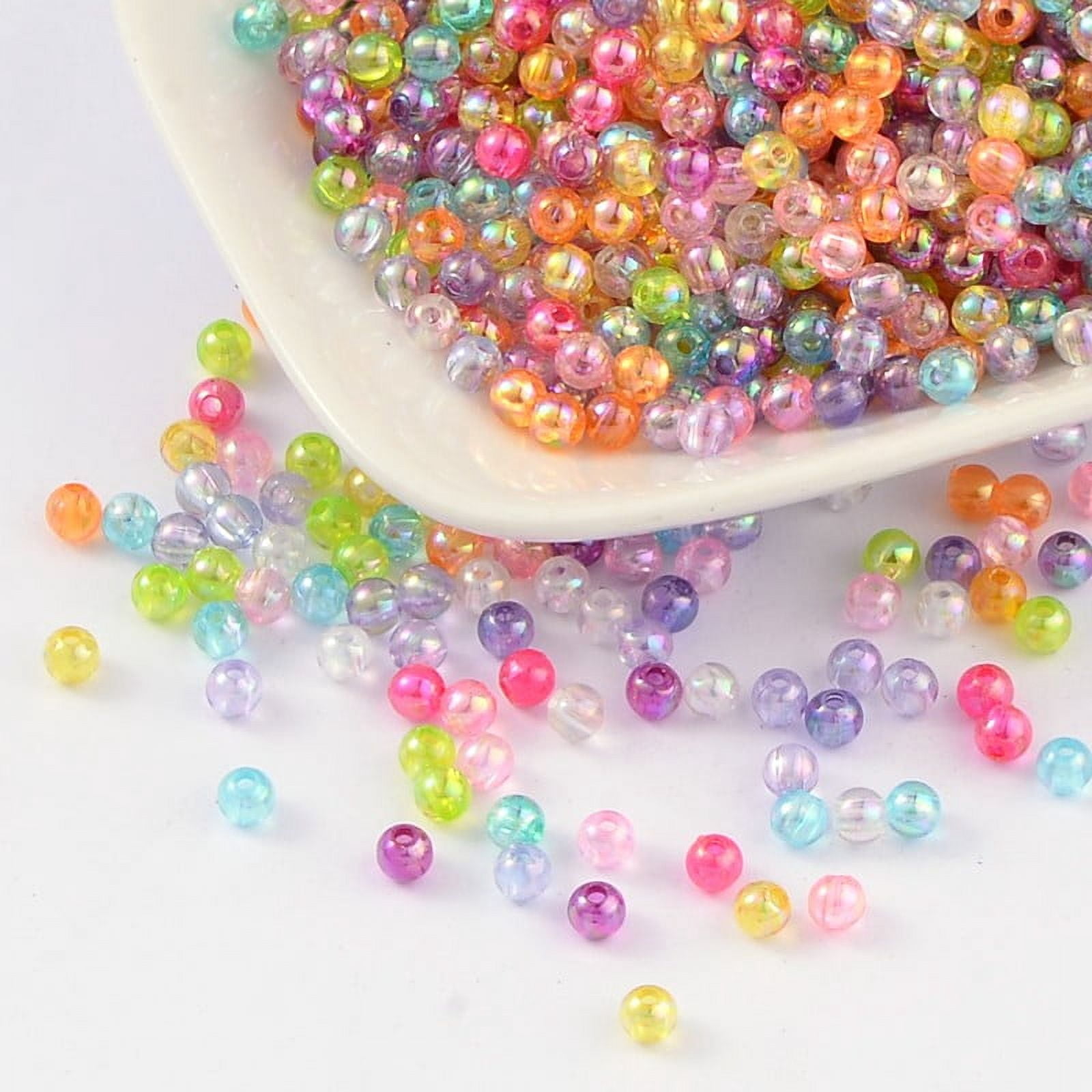500 g Eco-Friendly Transparent Acrylic Beads Round AB Color Mixed Color ...