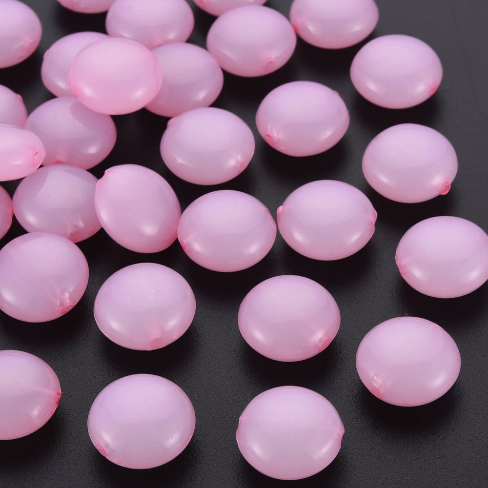 500 g Imitation Jelly Acrylic Beads Flat Round Pearl Pink 17x9.5mm Hole ...